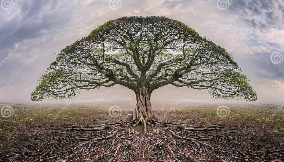 Unique Firefly Surrealism Tree with Intertwining Roots and Branches ...