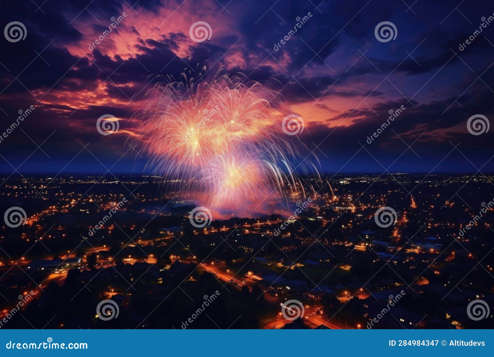 Unique Firework Patterns Creating a Magical Atmosphere in the Sky Stock ...