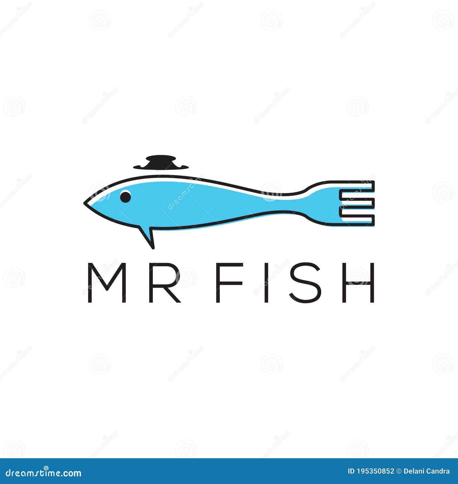 Unique Fish with Hat and Spork Logo Design. Stock Vector - Illustration ...