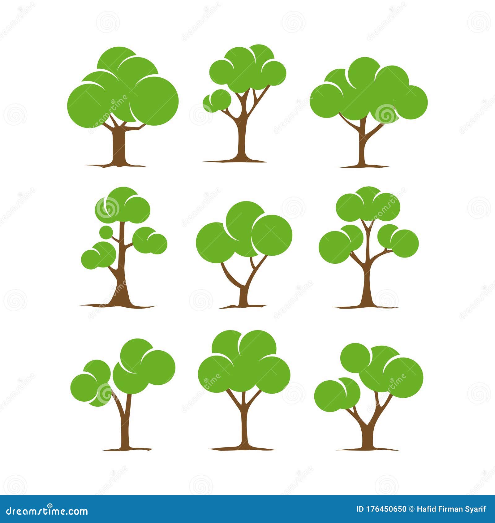 Unique Flat Natural Tree Collection Vector Stock Vector - Illustration ...