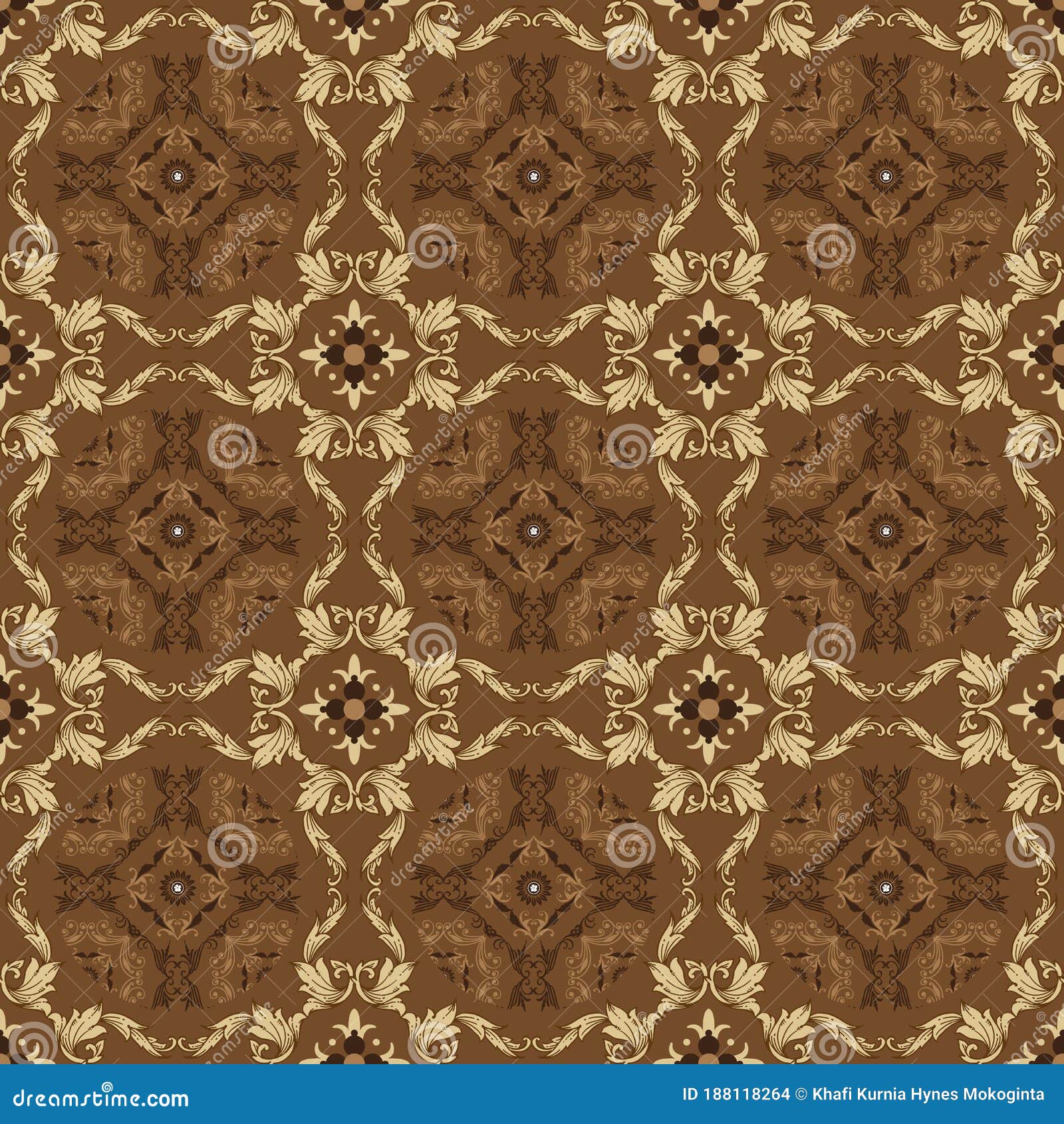 Unique Flower Pattern on Indonesian Batik with Dark Mocca Color Design ...