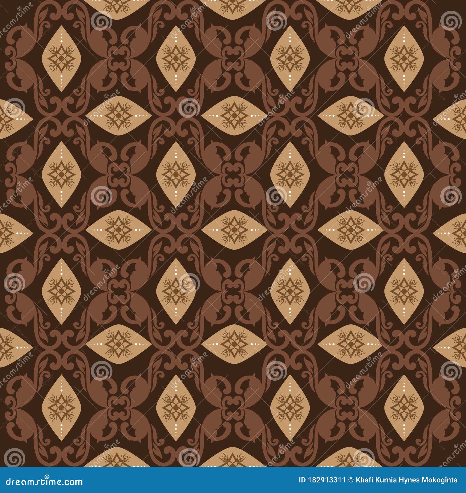 Unique Flower Pattern On Javanese Batik With Seamless Brown Color Stock ...