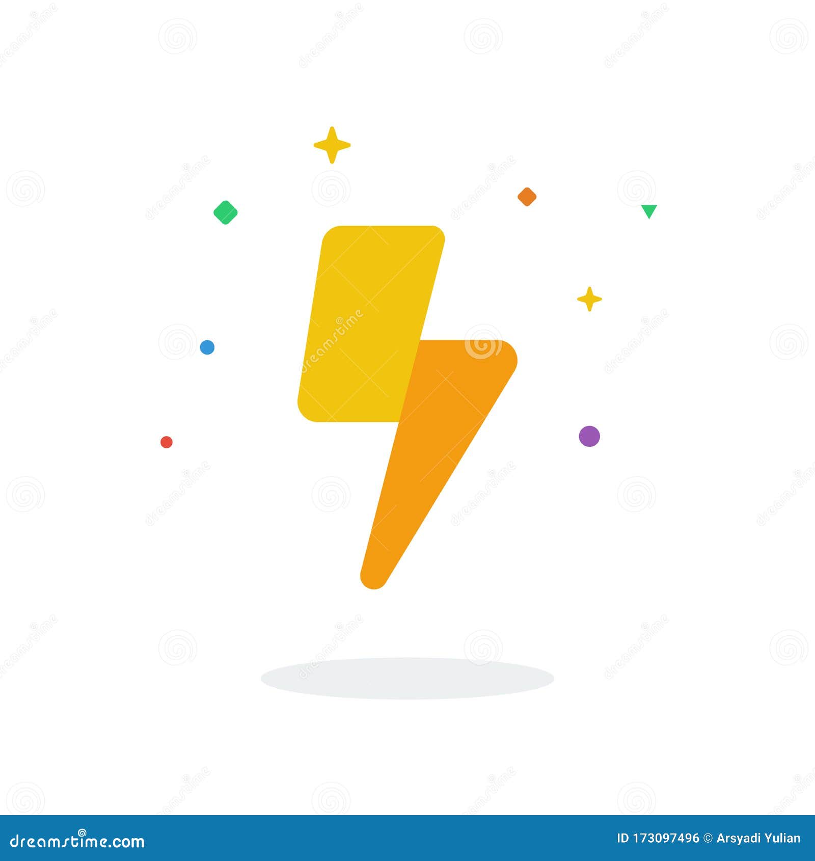 Unique Flying Fast Lightning Bolt Flat Badge Icon Vector for Website ...