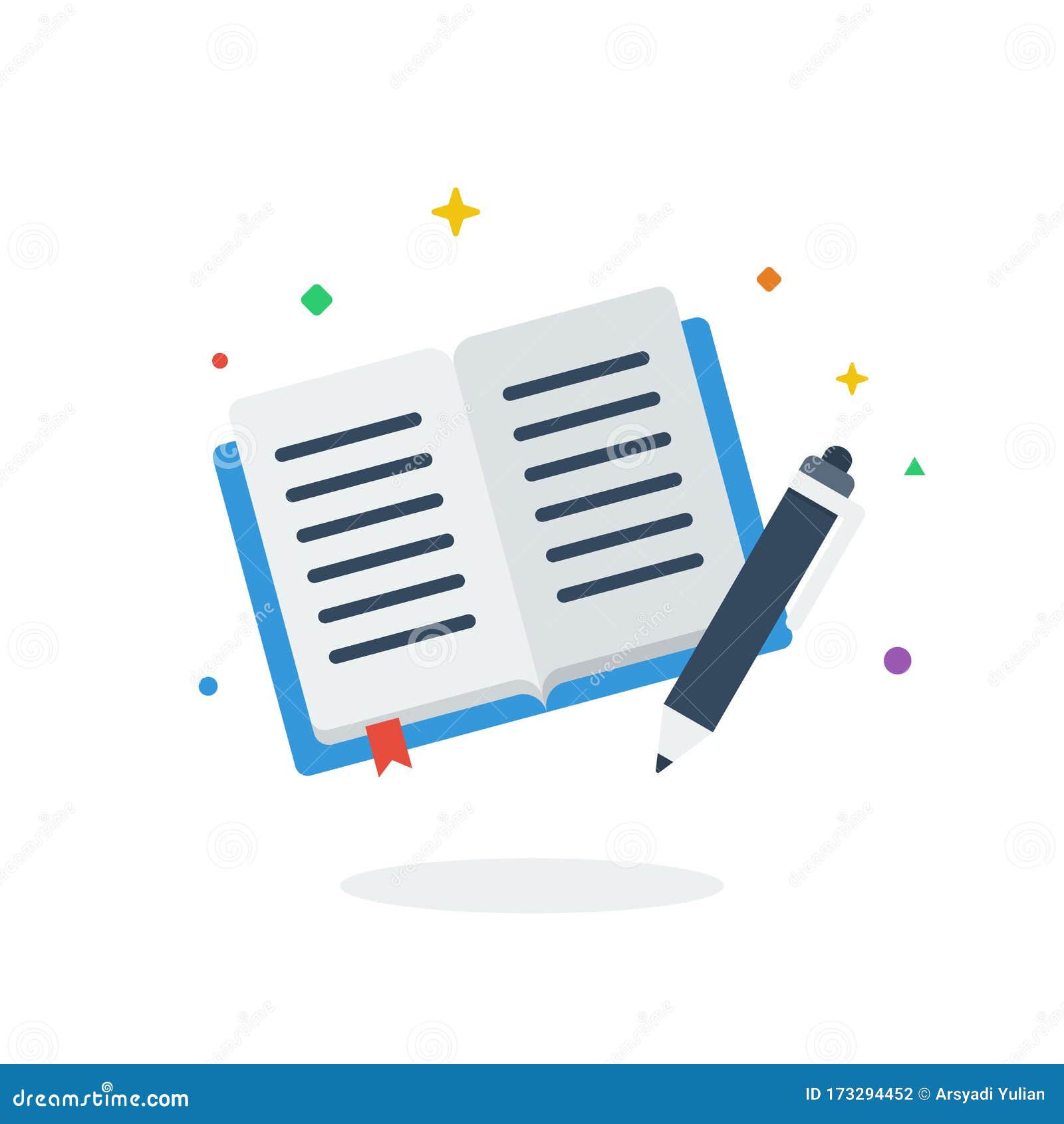 Unique Flying Note Book Pencil Ballpoint Flat Badge Icon Vector for ...