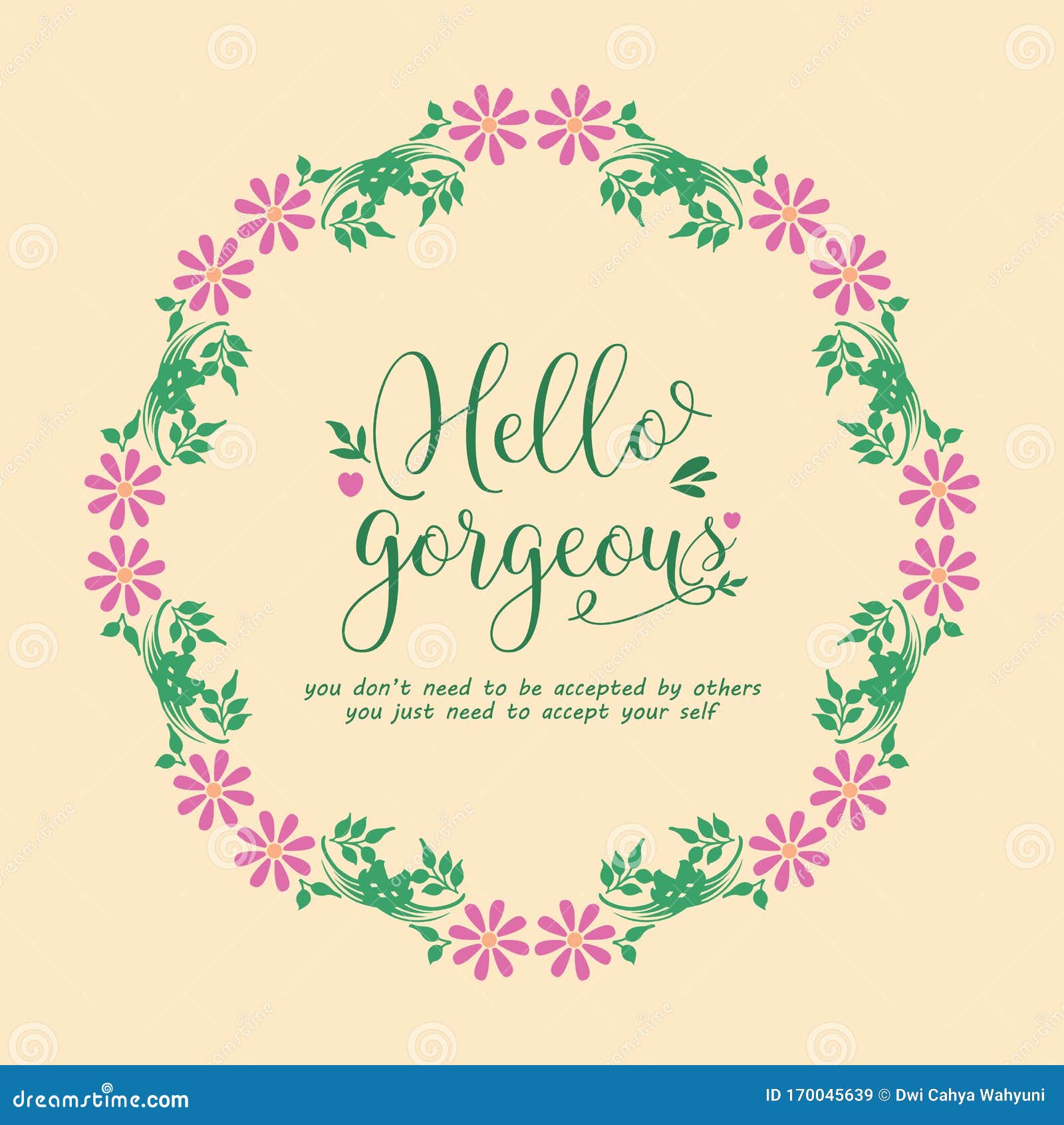 Unique Frame Design with Ornate Leaf and Floral, for Hello Gorgeous ...