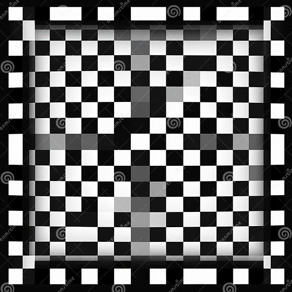 Unique Framed Black and White Checkered Pattern with Digital Gradient ...