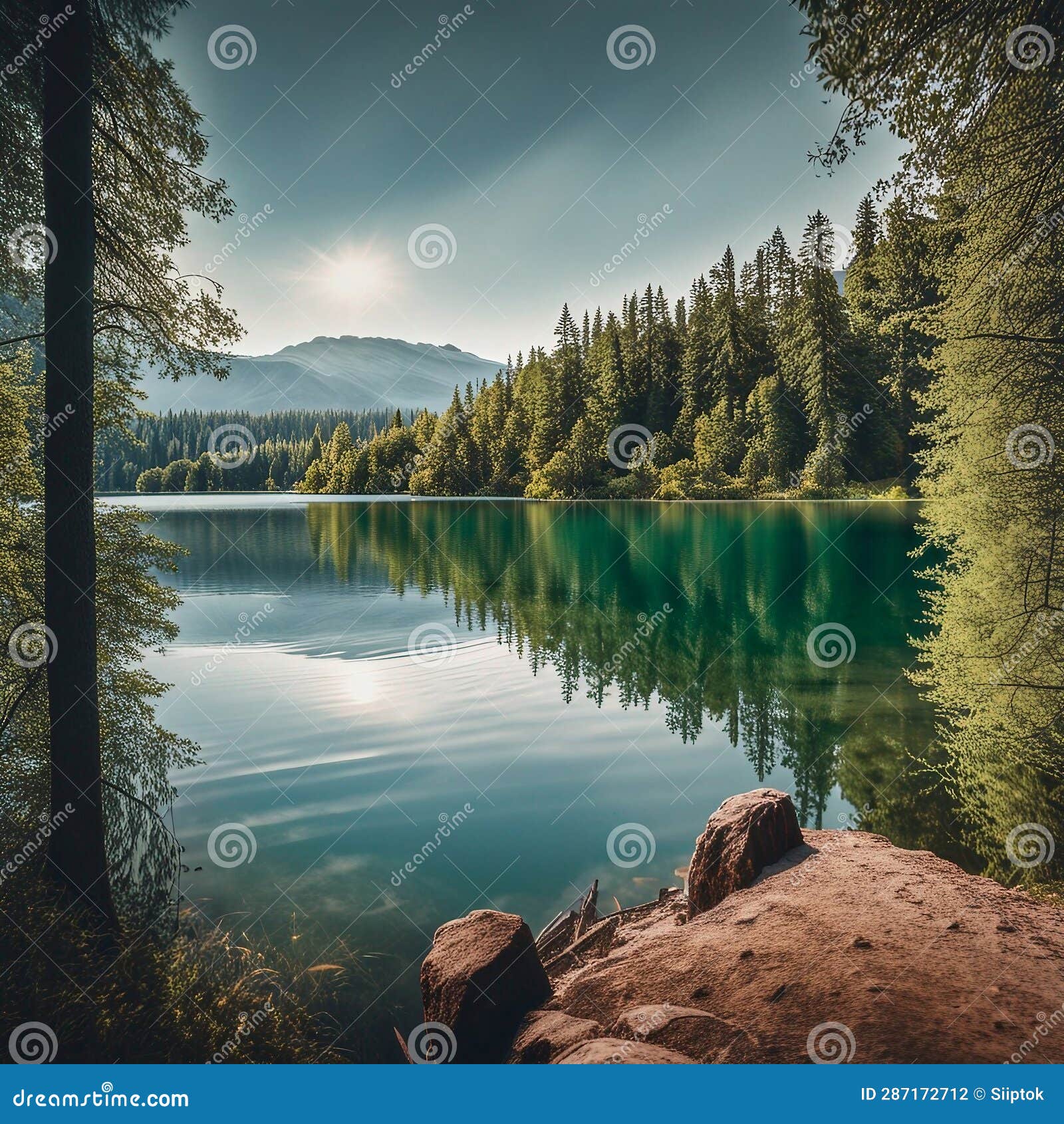 Fresh Natural Landscape Mountains Lake and Trees Landscape Background ...