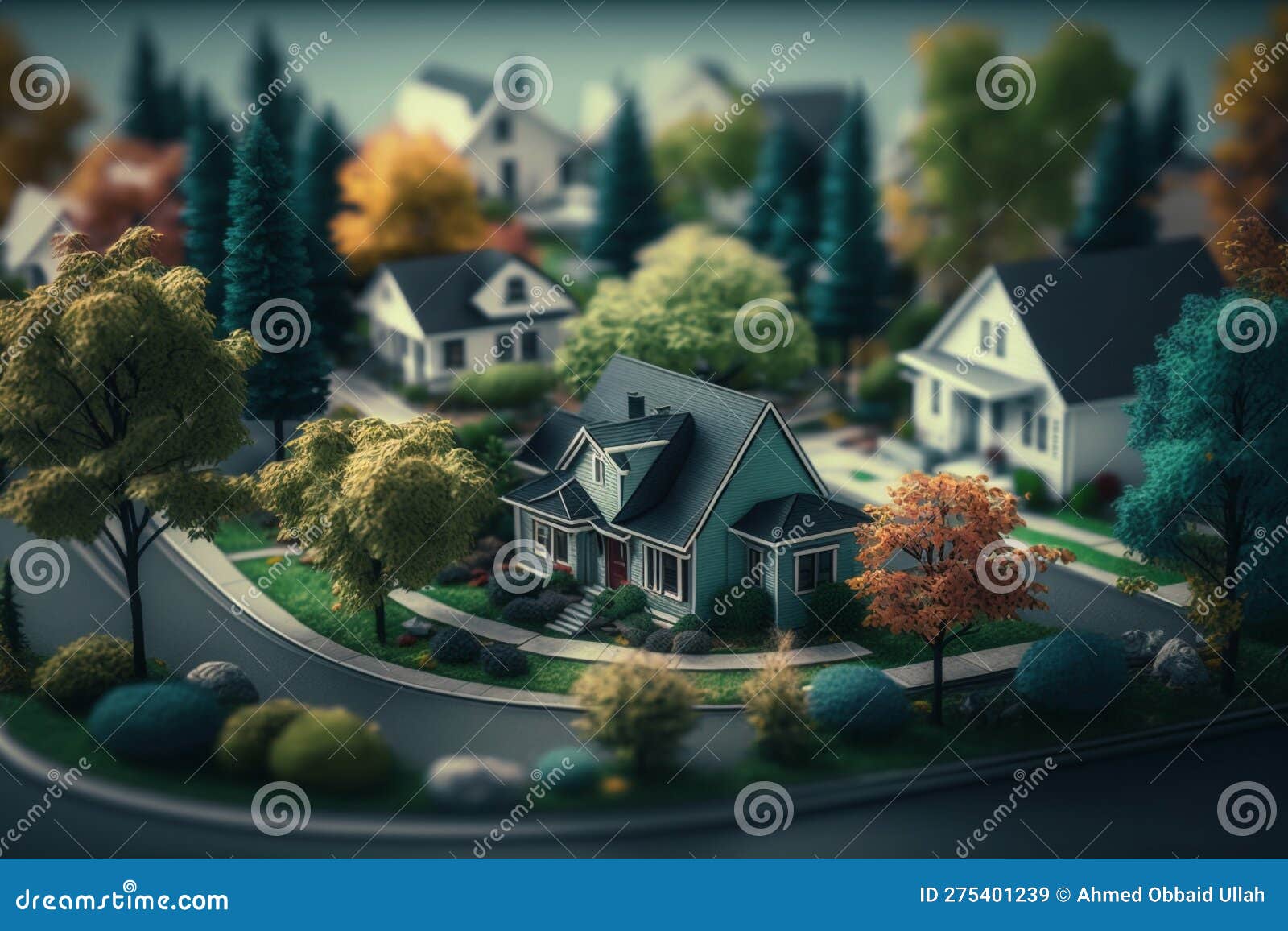 Contemporary Miniature Residential Building Model With Blueprint ...