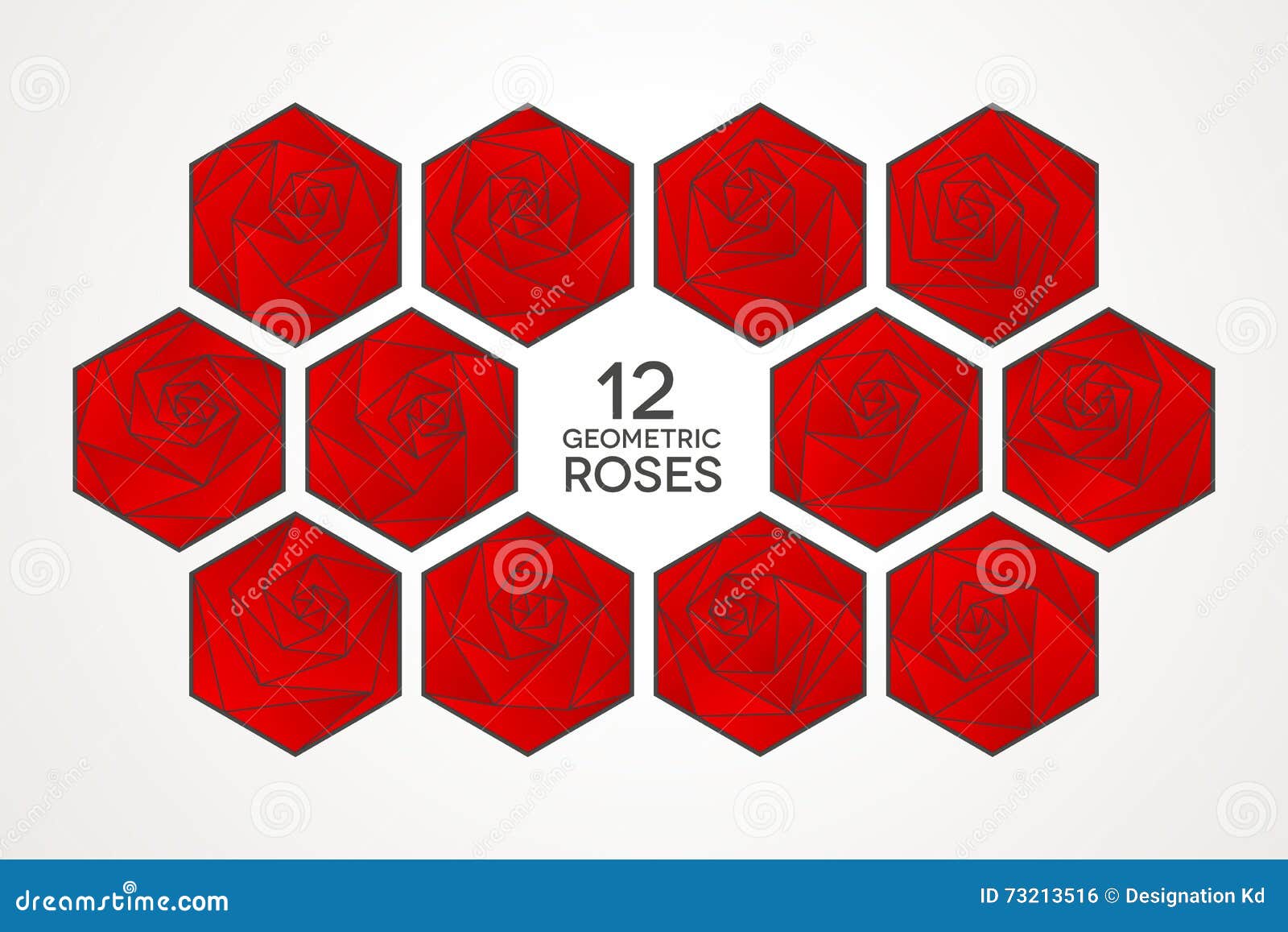 12 Unique Geometric Roses Set Stock Vector - Illustration of poly ...