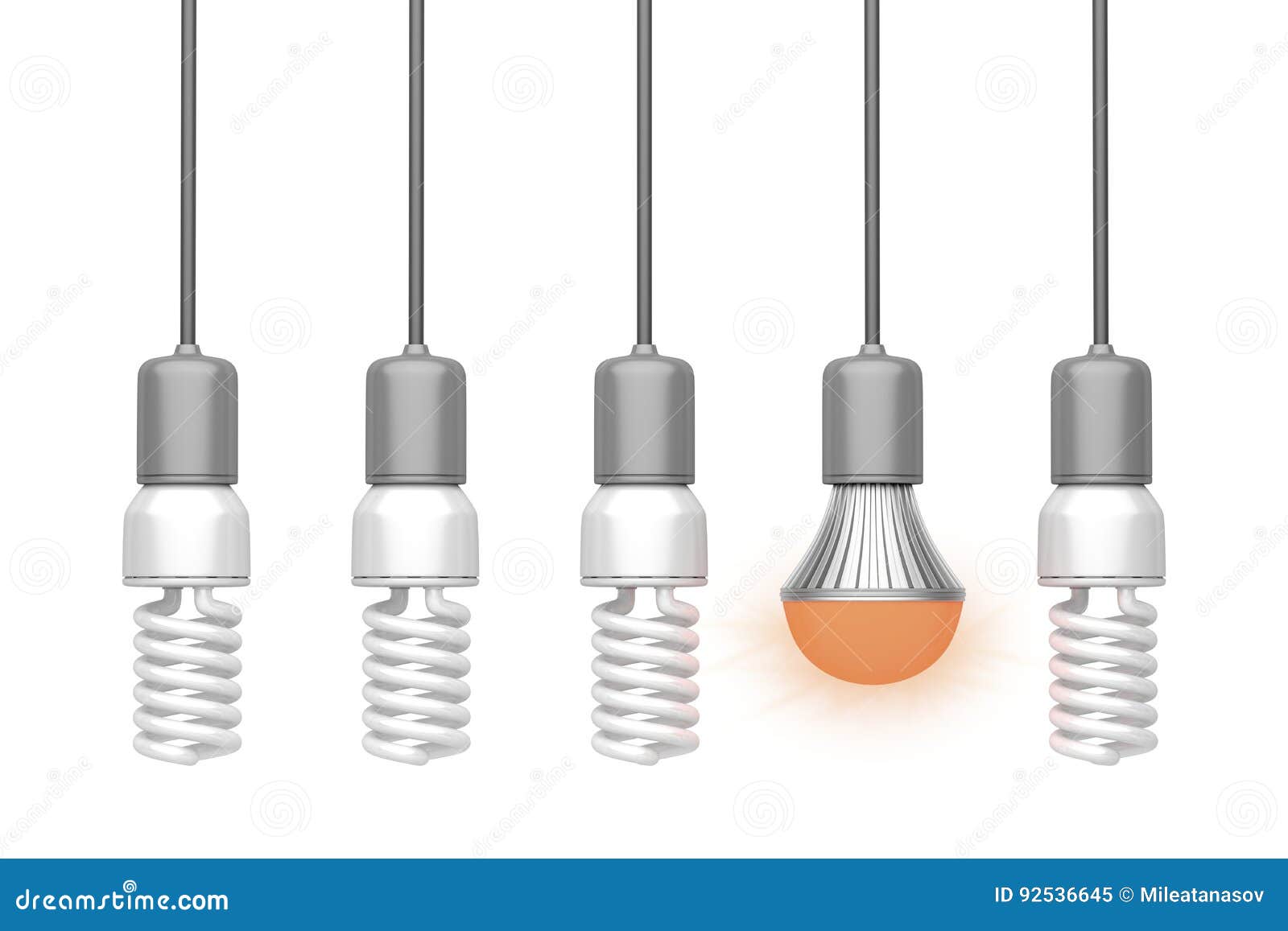 Unique Glowing LED Light Bulb Stock Illustration - Illustration of ...