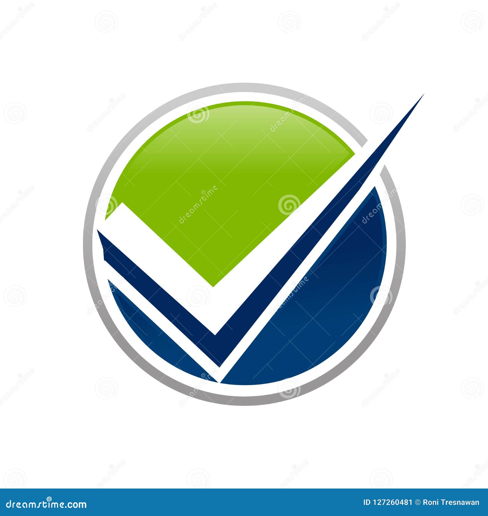 Unique Green Blue Check Mark Circle Symbol Graphic Design Stock Vector ...