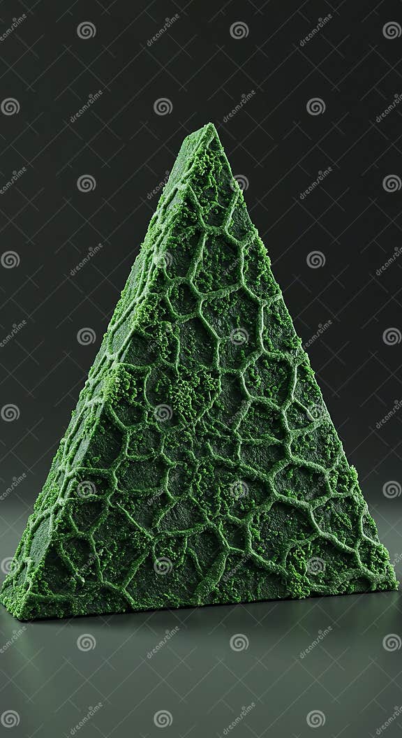 Unique Green Pyramid with Textured Surface on Dark Background Stock ...