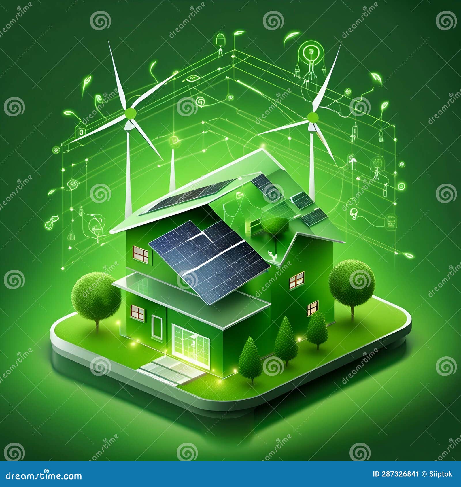 Green Smart Home Illustration Background Stock Illustration ...