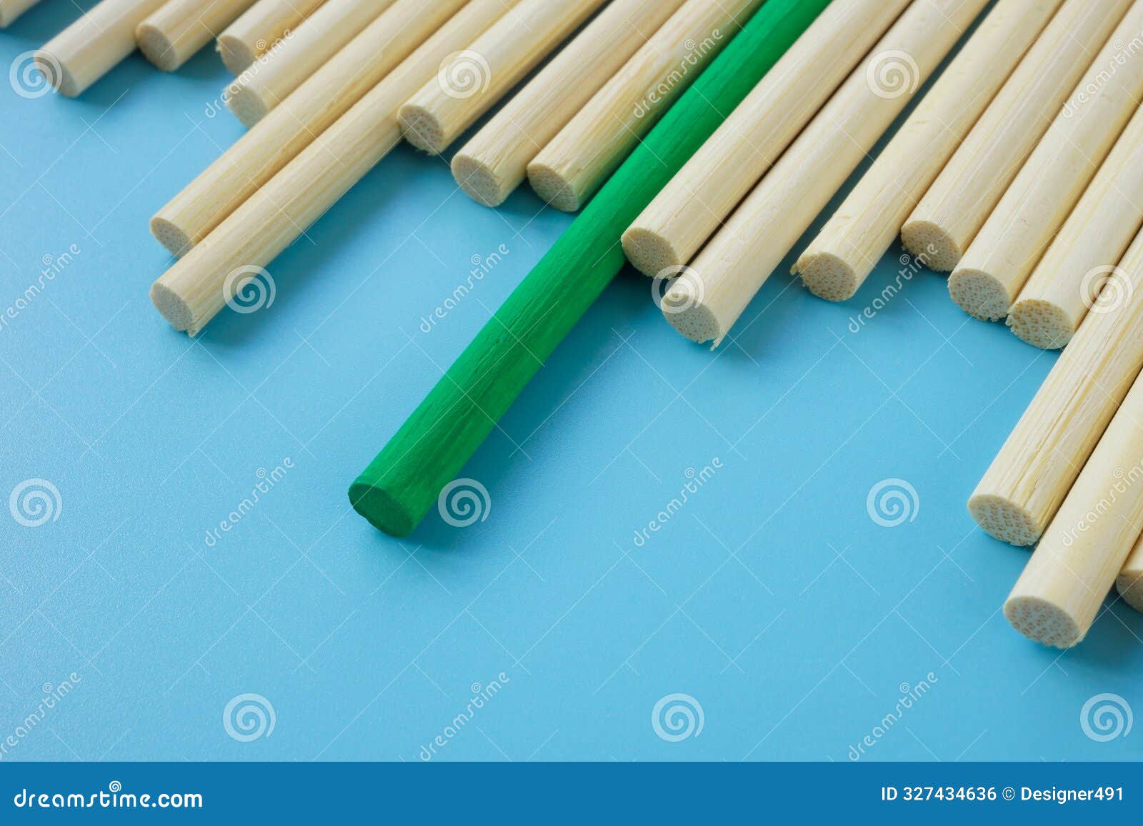 A Unique Green Stick among Abstract Wooden Ones. Stock Photo - Image of ...