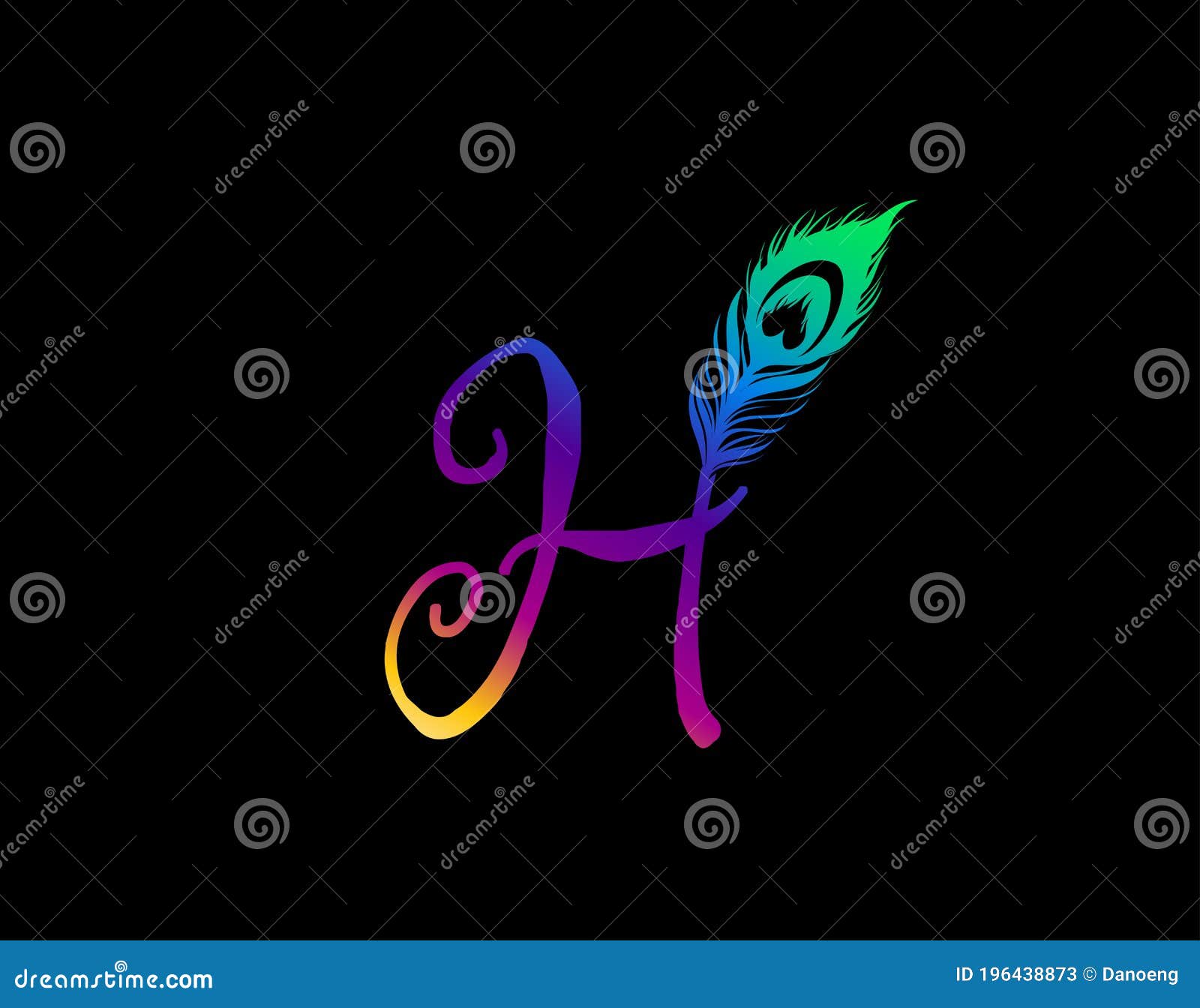 Unique H Letter Decorated with Exotic Peacock Feather Stock Vector ...