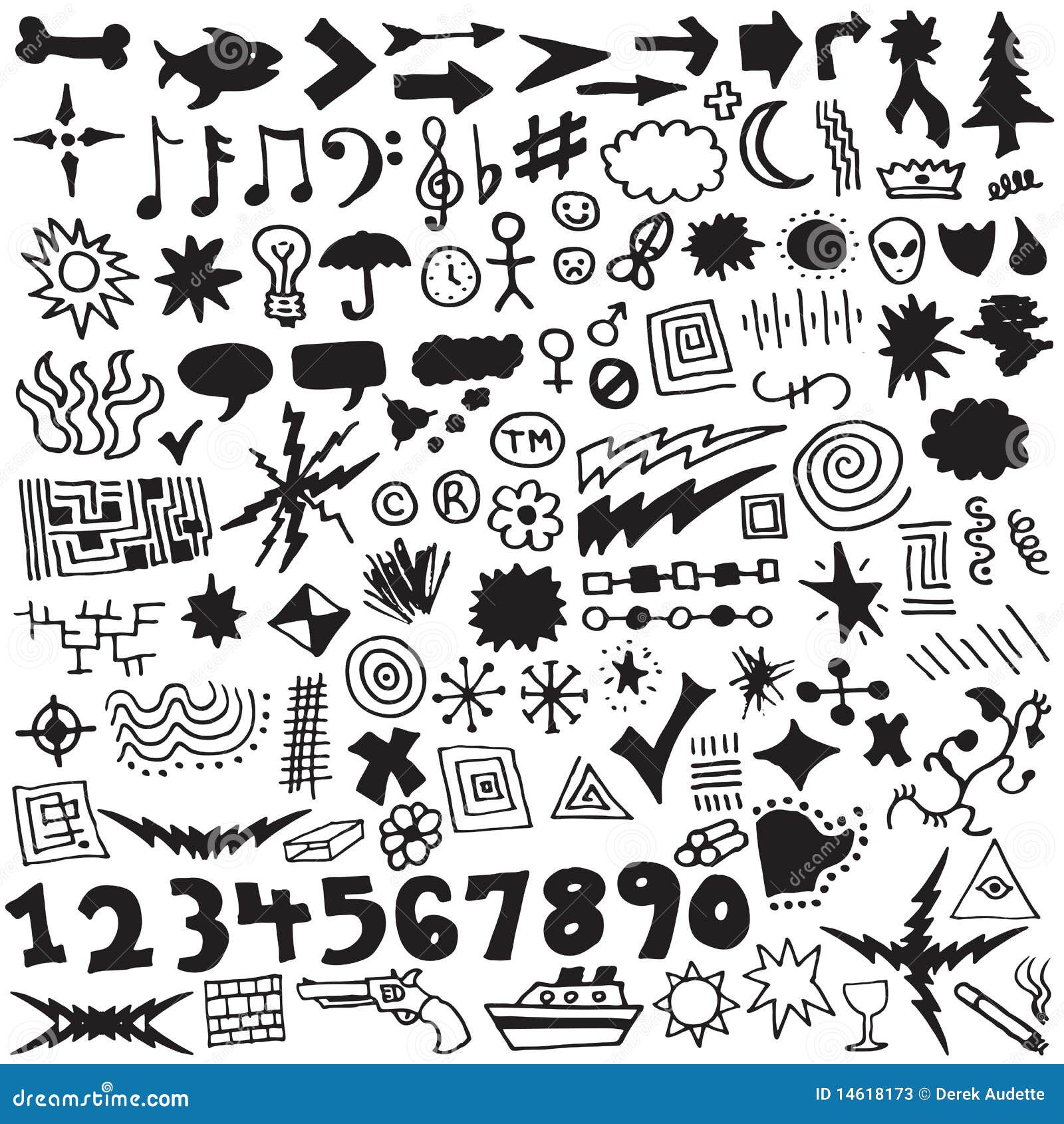 Unique Hand Drawn Design Element Vector Set Stock Vector - Illustration ...