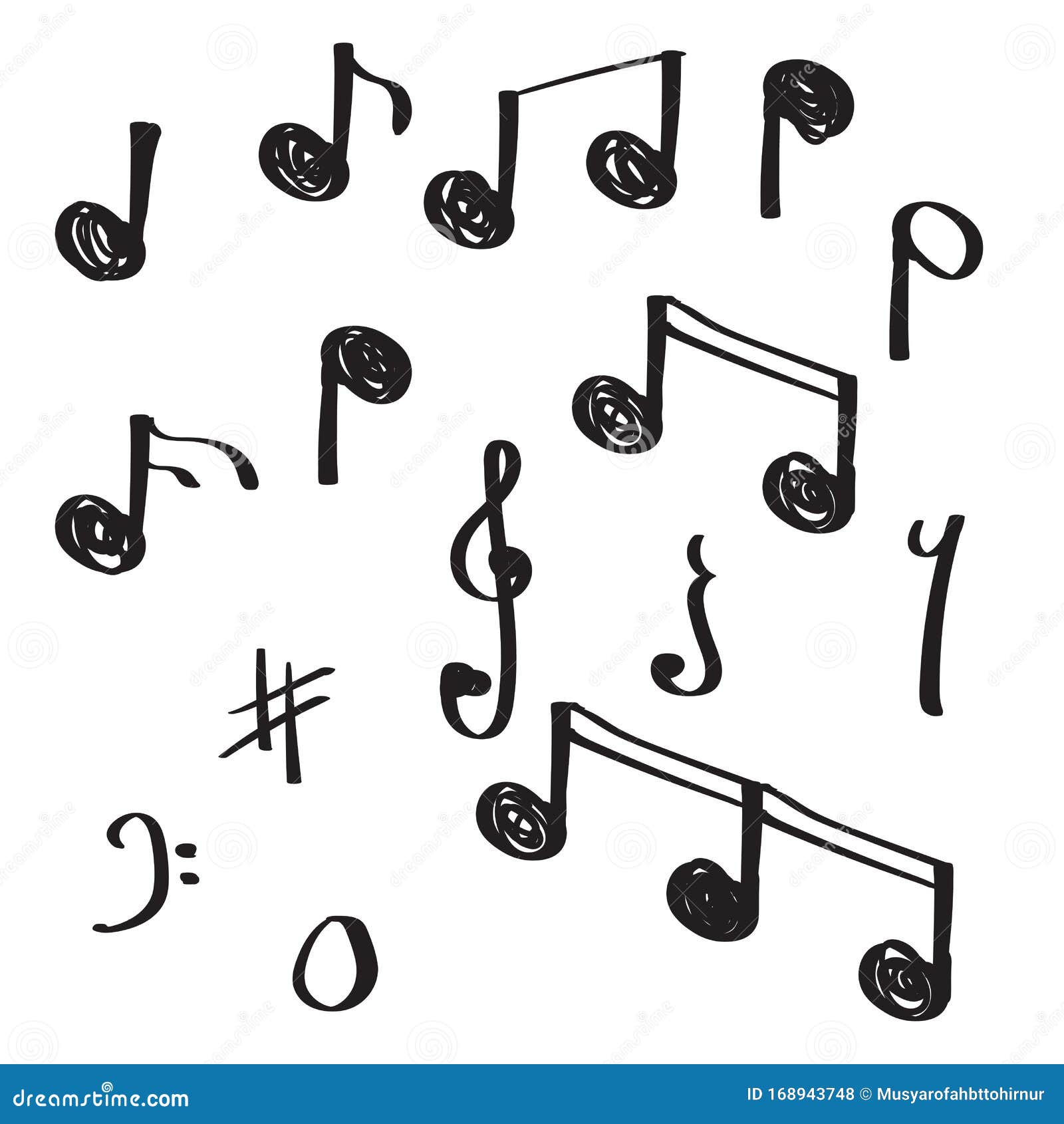 Unique Hand Drawn Doodle Note Music Vector Illustration Stock Vector ...