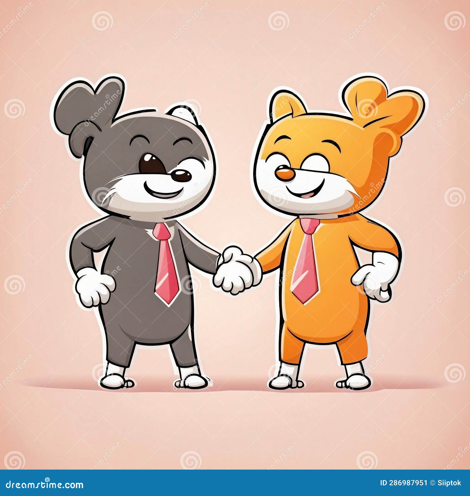 Hand Shake Cartoon Character Illustration Background Stock Illustration ...