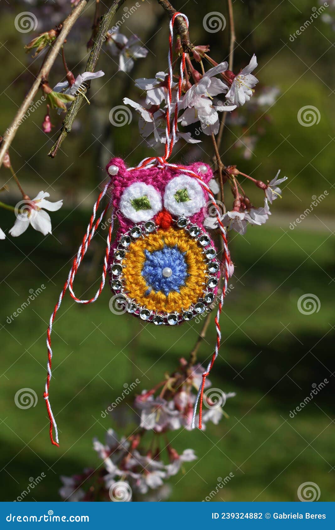 Unique Handmade Crocheted Martisor, a Romanian Spring Tradition. Stock ...