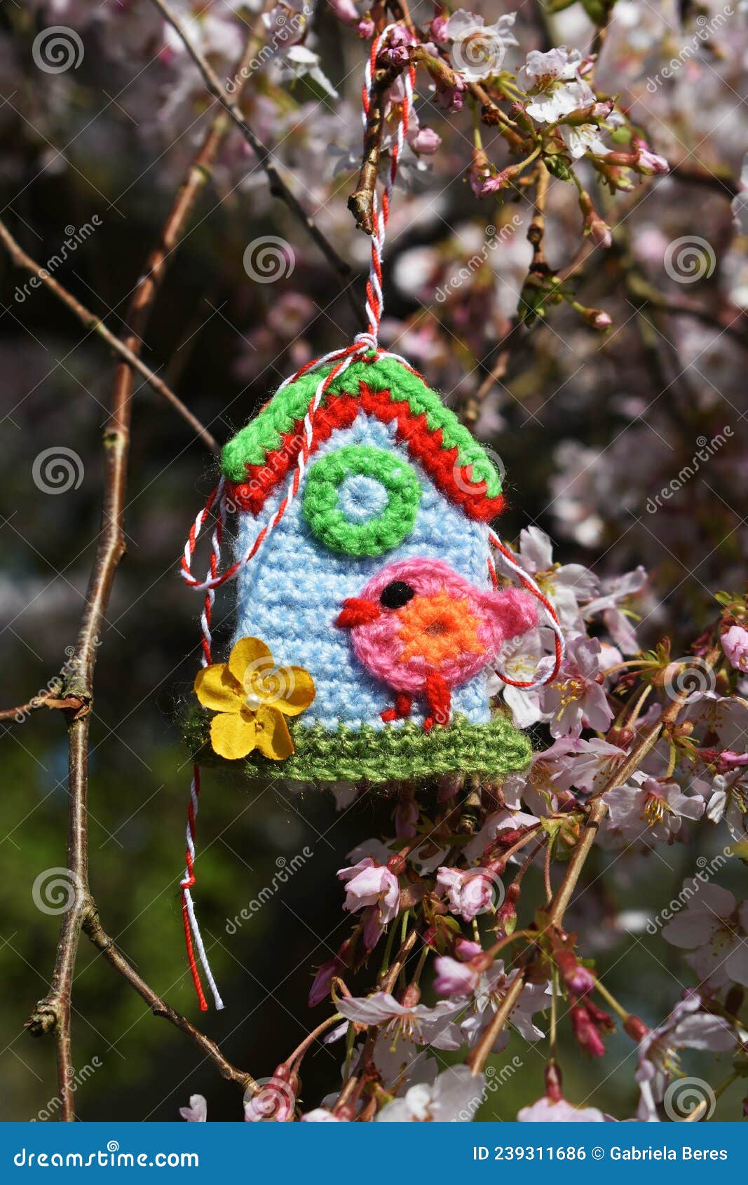 Unique Handmade Crocheted Martisor, a Romanian Spring Tradition. Stock ...