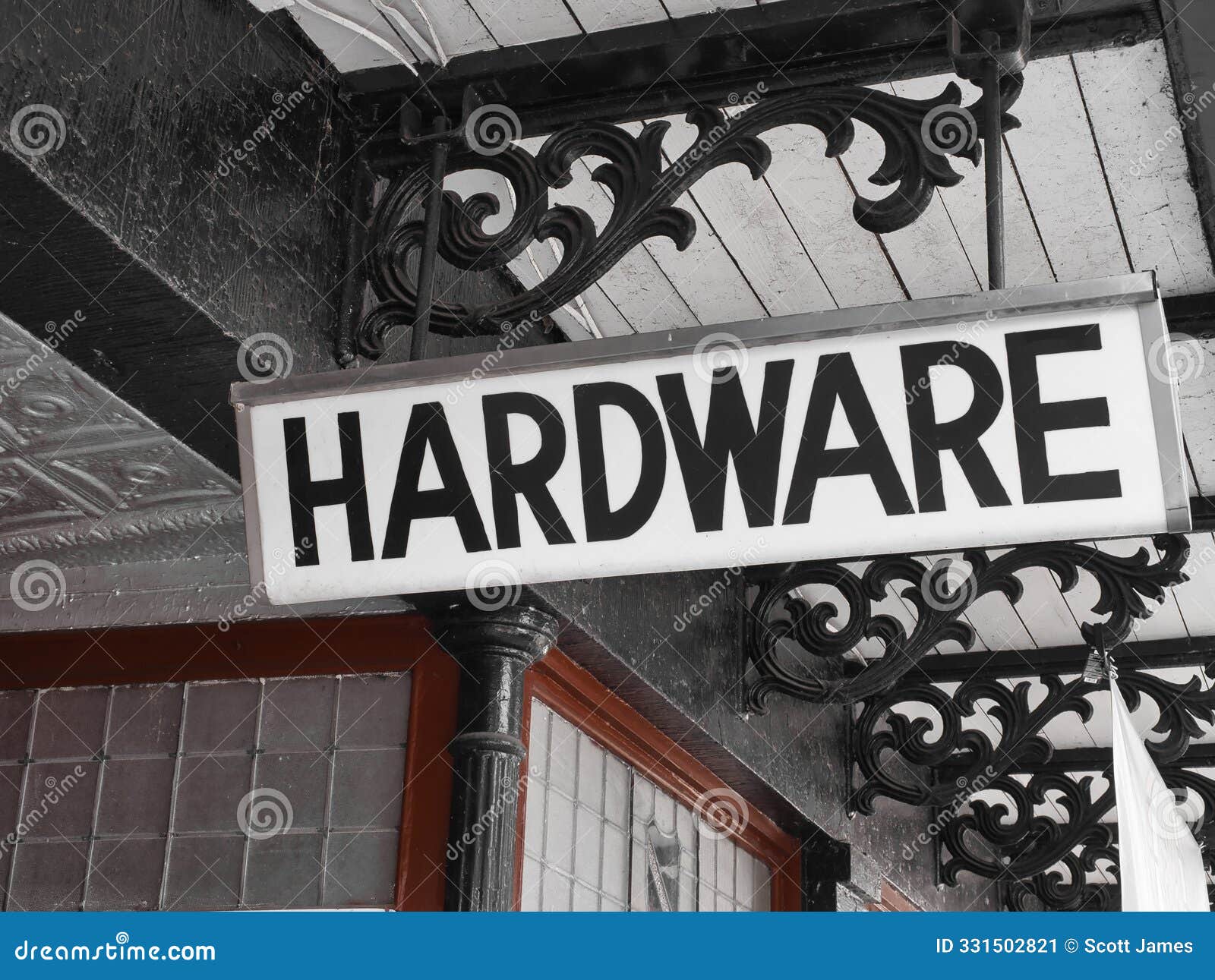 Old Hardware store sign stock image. Image of monochrome - 331502821