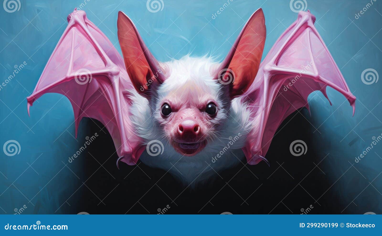 Playful Pink Bat Painting in the Style of Dino Valls Stock Illustration ...