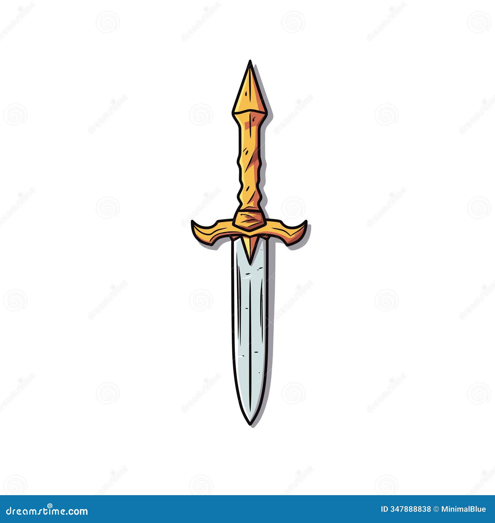 Unique Illustration of a Sword with a Golden Handle and Silver Blade ...