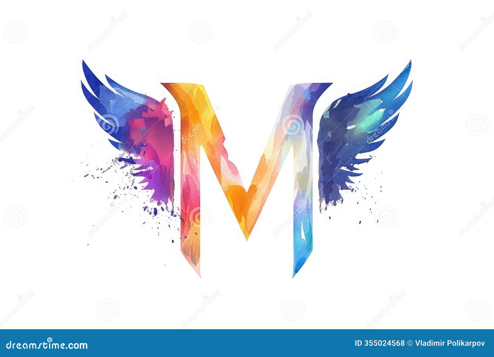 A Unique Image of a Letter M with Wings Painted on it. Perfect for ...