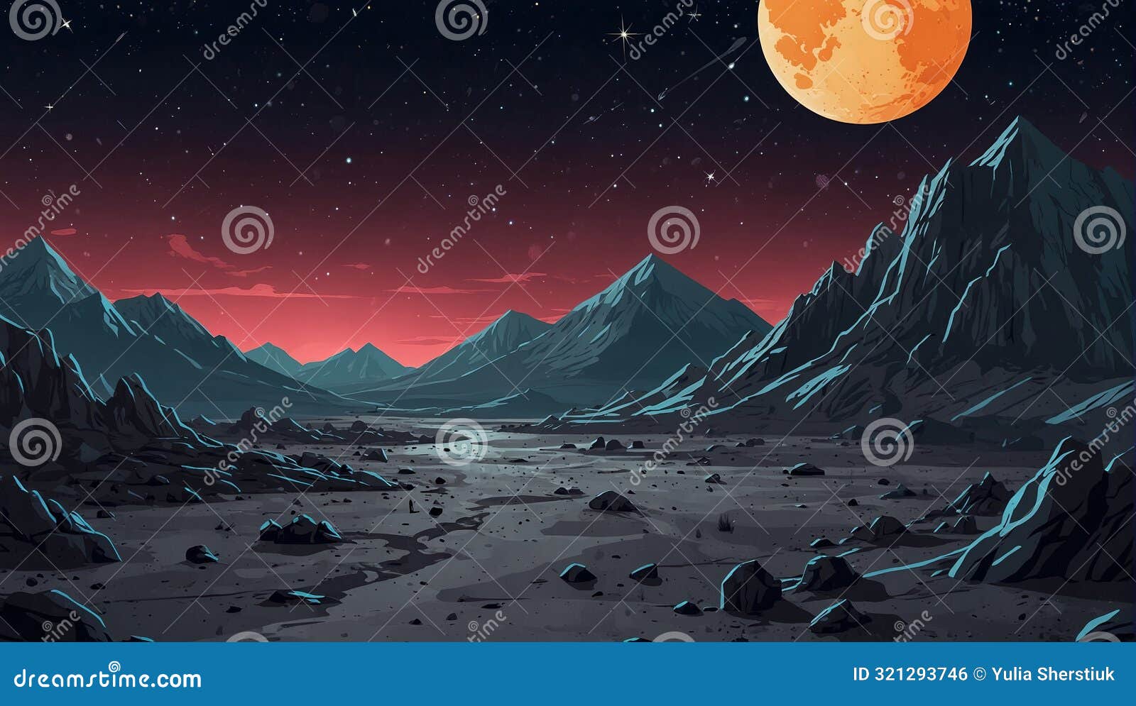 Moon Base Landscape, Seamless Lunar Background with Layers for Space ...