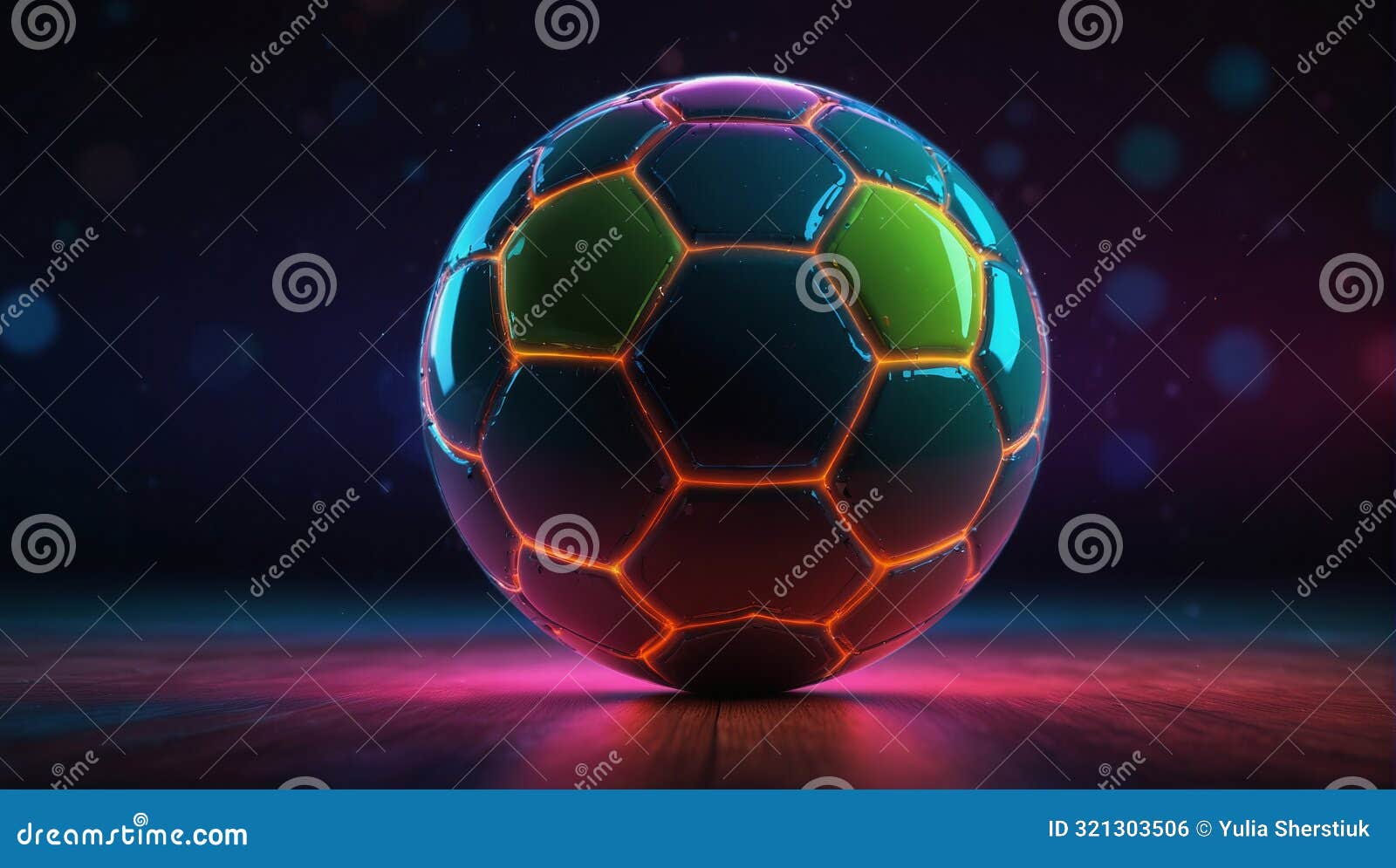 Neon Colored Soccer Ball with Background Colorful Lights,. 2d Style ...