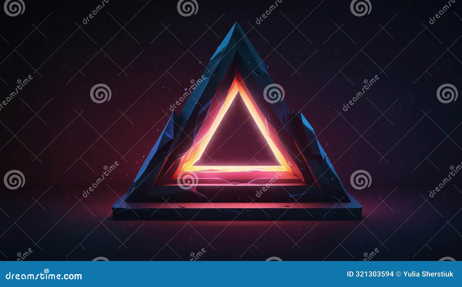 Neon Triangle Low Poly Gradient Portal with Light Effects Retro ...