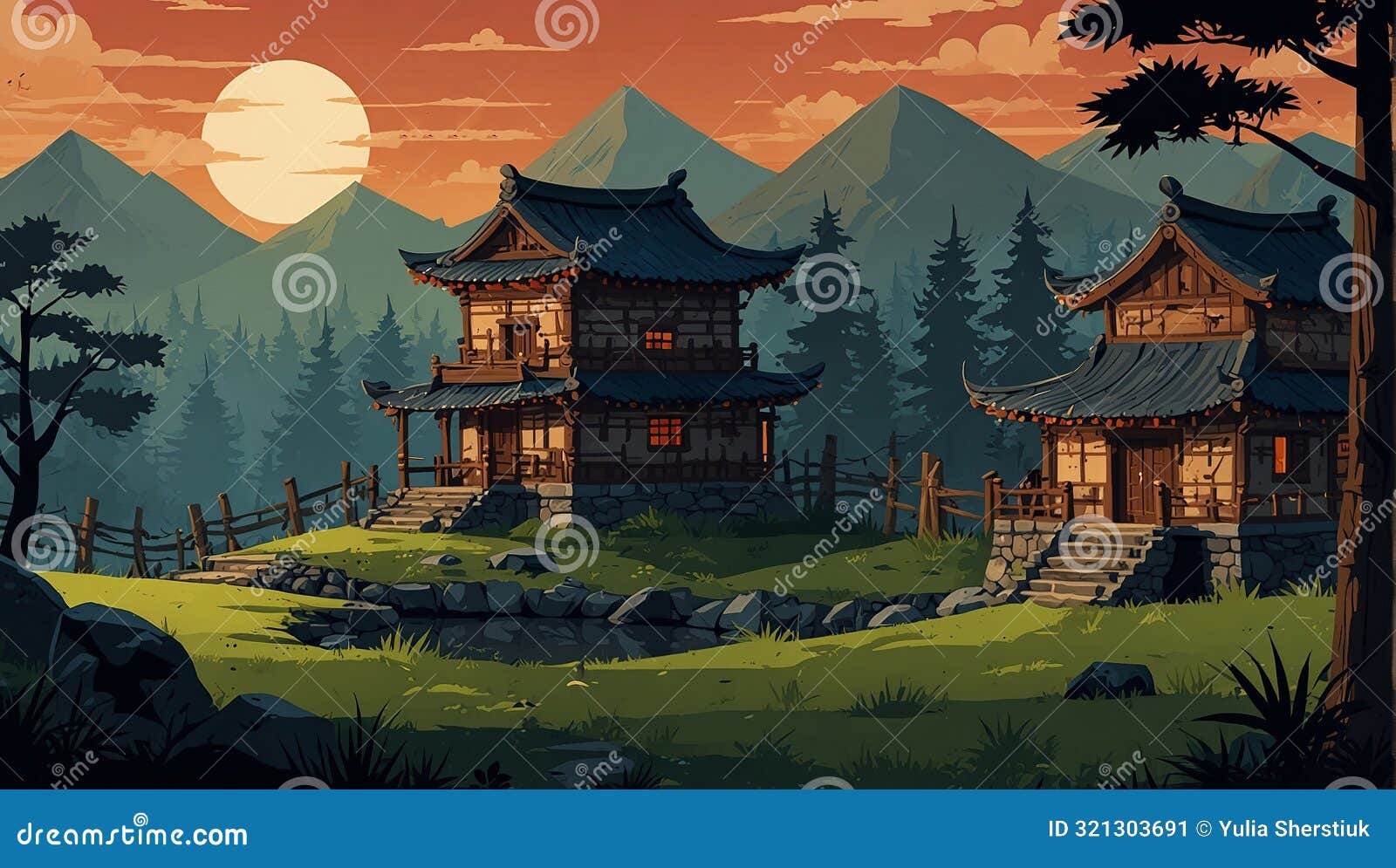 Ninja Village Landscape, Never Ending Stealthy Background with ...