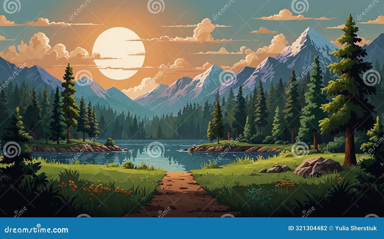 Pixel Art Design with Outdoor Landscape Background. 2d Style Stock ...