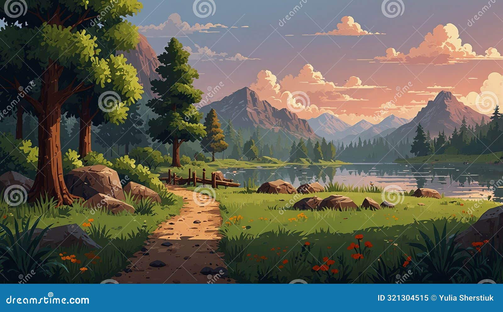 Pixel Art Design with Outdoor Landscape Background. 2d Style Stock ...