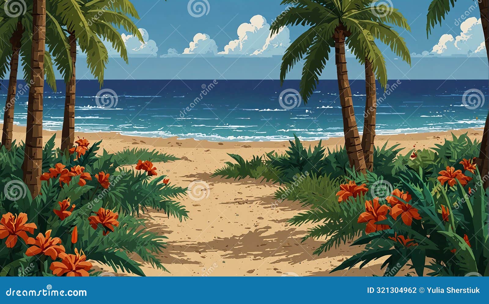 Pixel Art Seamless Tropical Island Background with Beaches. 2d Style ...
