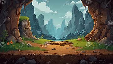 Platformer Game Backdrop with Dirt Paths and Scattered Stones. 2d Style ...