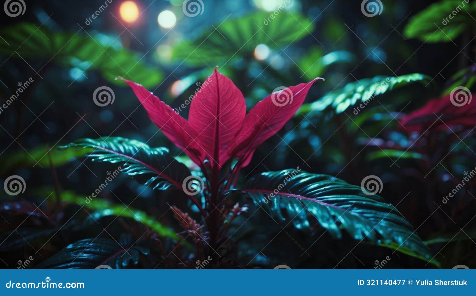 SciFi Tropical Leaves Radiate Bioluminescent Colors on Alien World ...