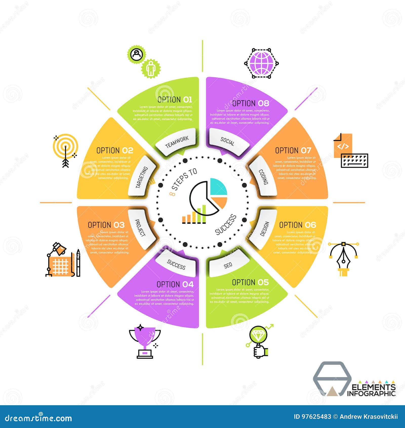 Unique Infographic Design Template, Circular Diagram or Pie Chart with ...