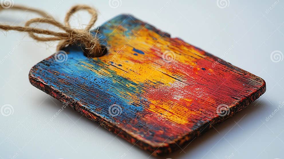 Unique and Irregularly Shaped Tag Features Vibrant Hand Painted Designs ...