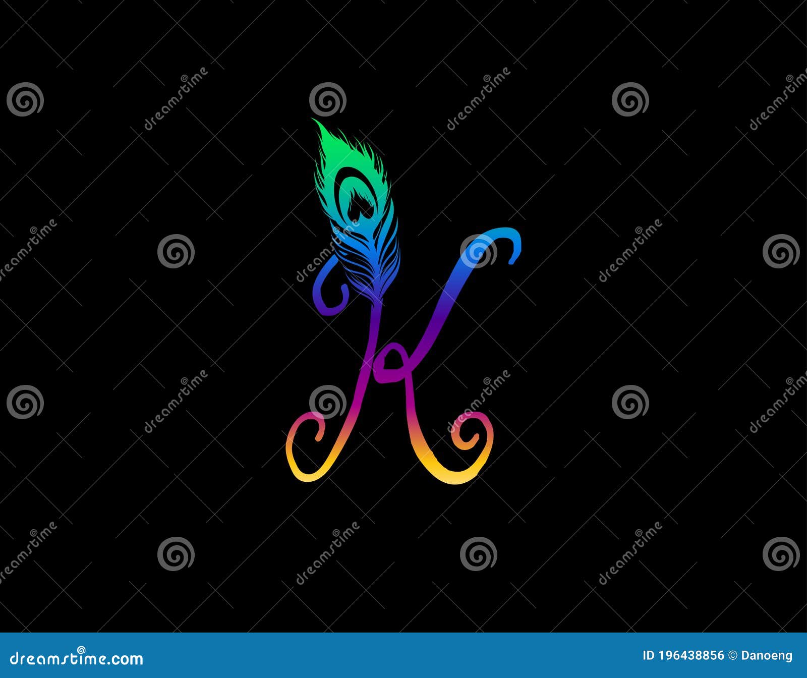 Unique K Letter Decorated with Exotic Peacock Feather Stock Vector ...