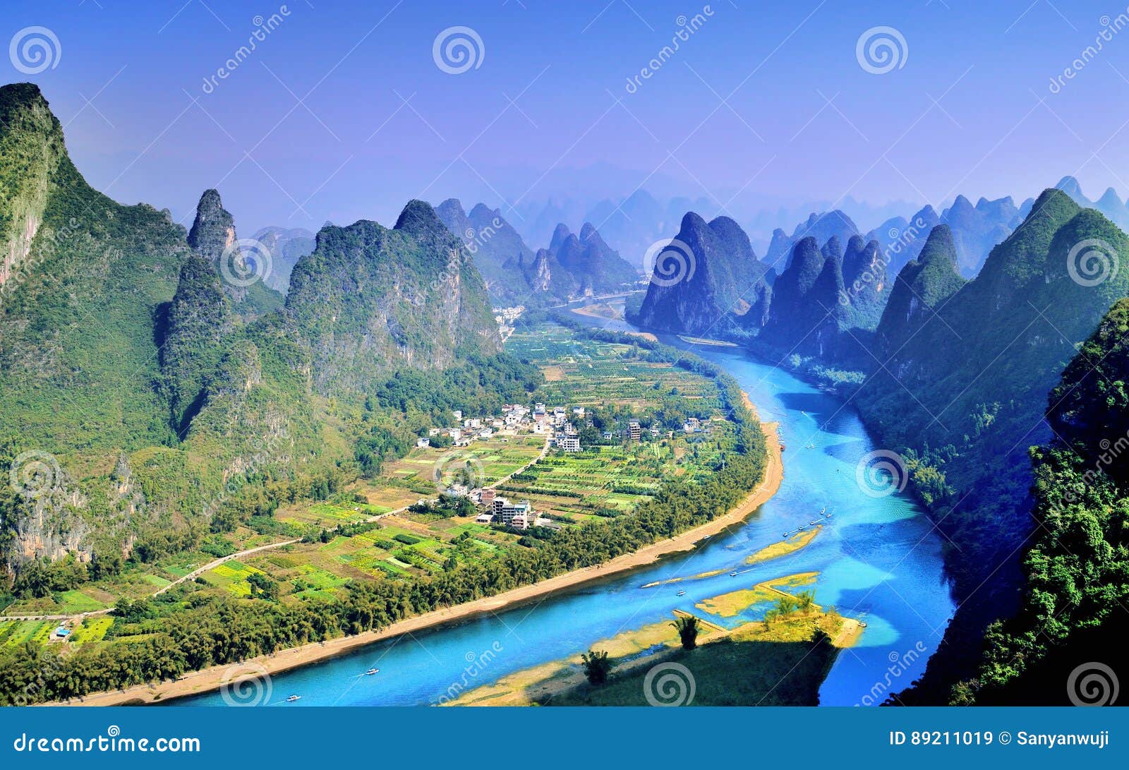 Unique Karst Landforms and River, Guilin in China Stock Image - Image ...