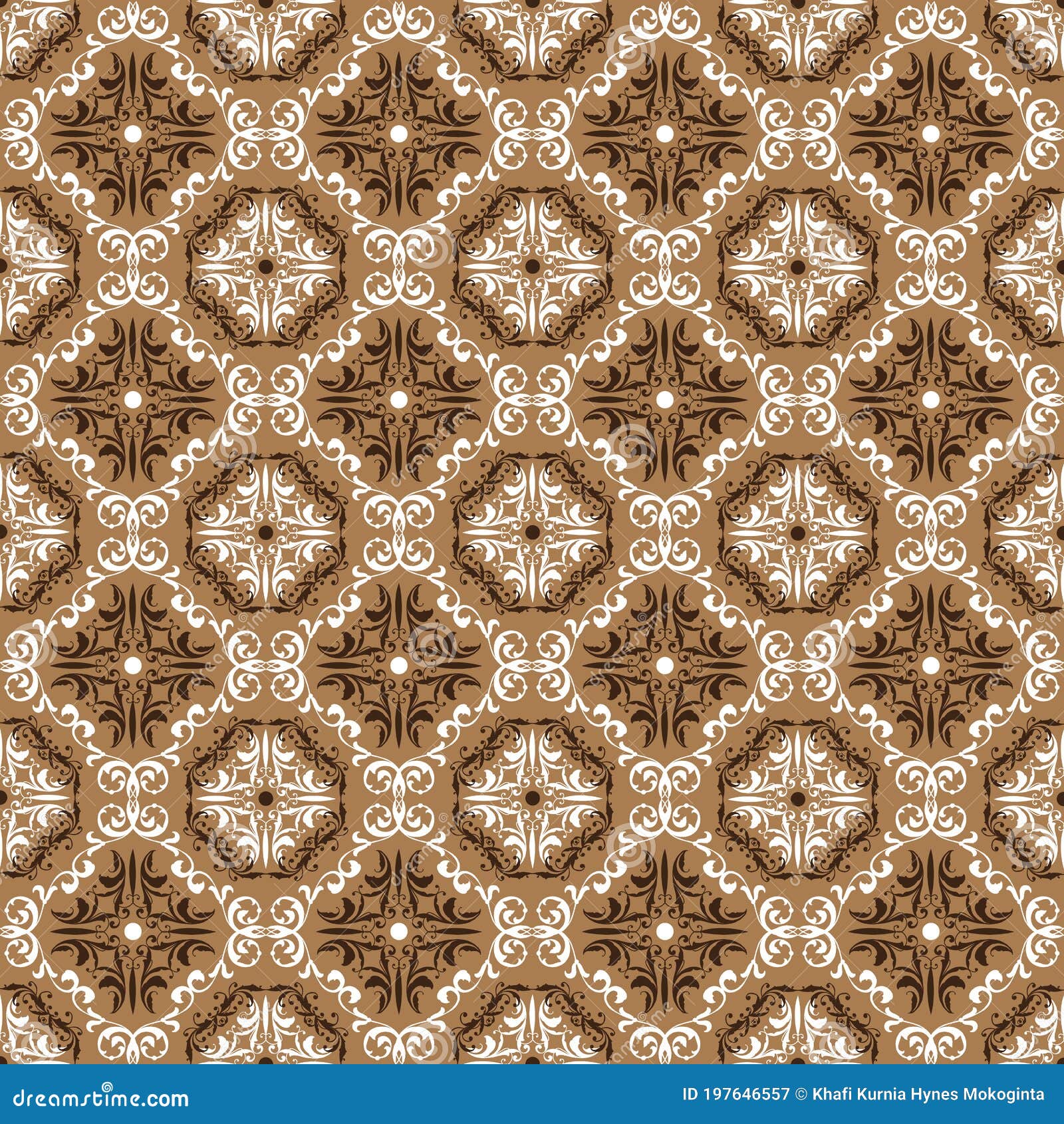 Kawung Batik With Modern Flower Motifs And Smooth Brown Color Design ...