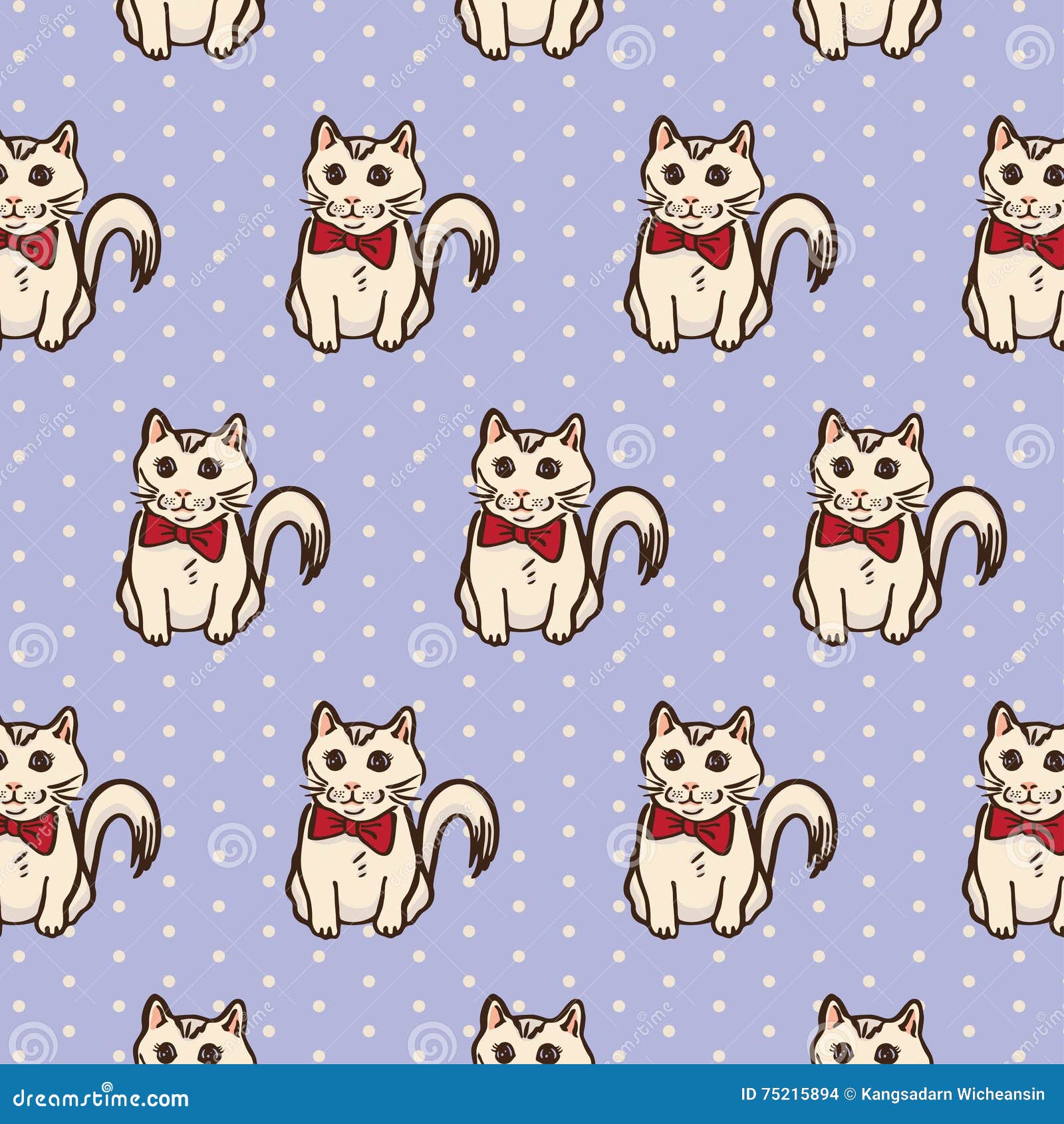 Unique Kitty Cat Surface Pattern. Isolated Illustration Vector ...