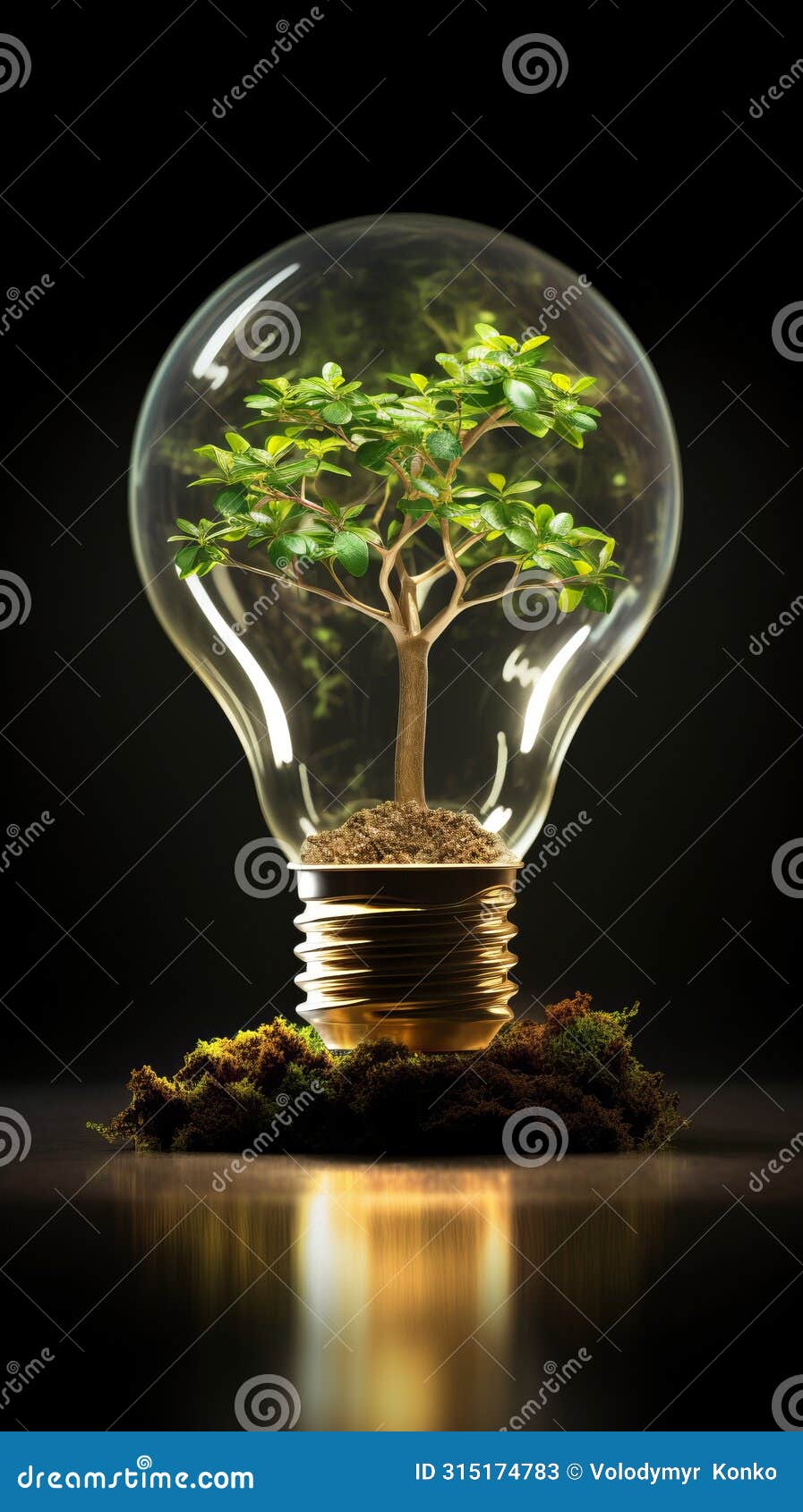 A Unique Light Bulb Design with a Bonsai Tree Encased Stock Image ...