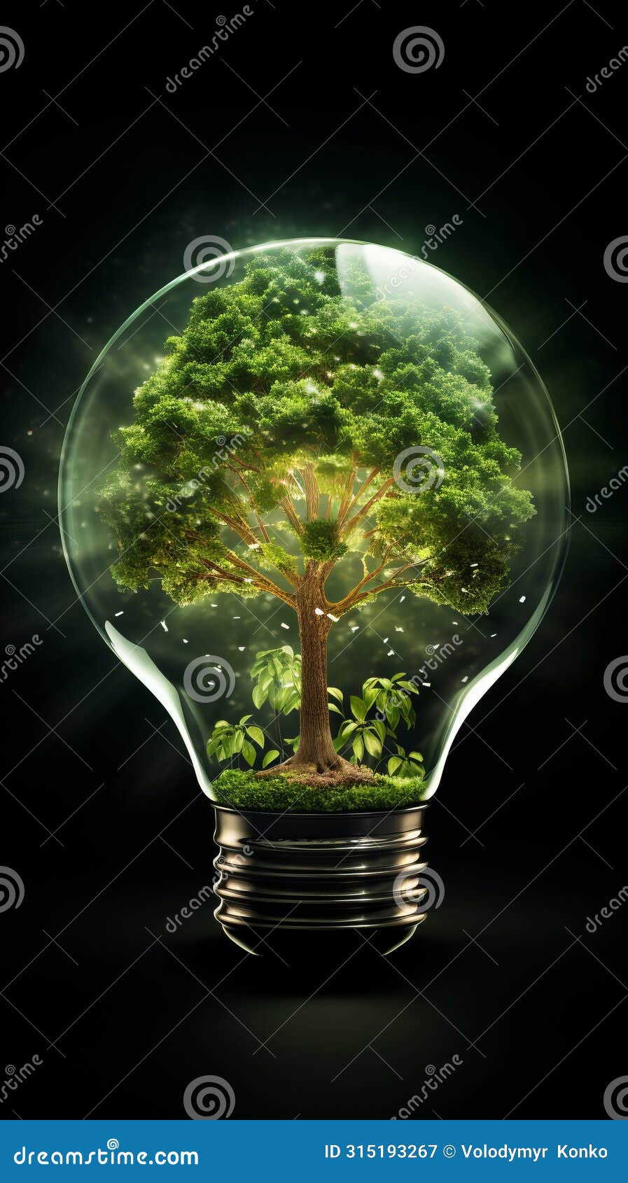 A Unique Light Bulb Design with a Tree Inside Stock Image - Image of ...