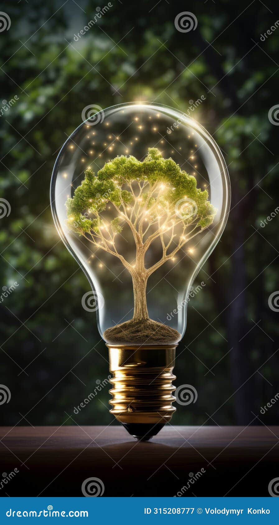 A Unique Light Bulb Design with a Tree Inside Stock Image - Image of ...