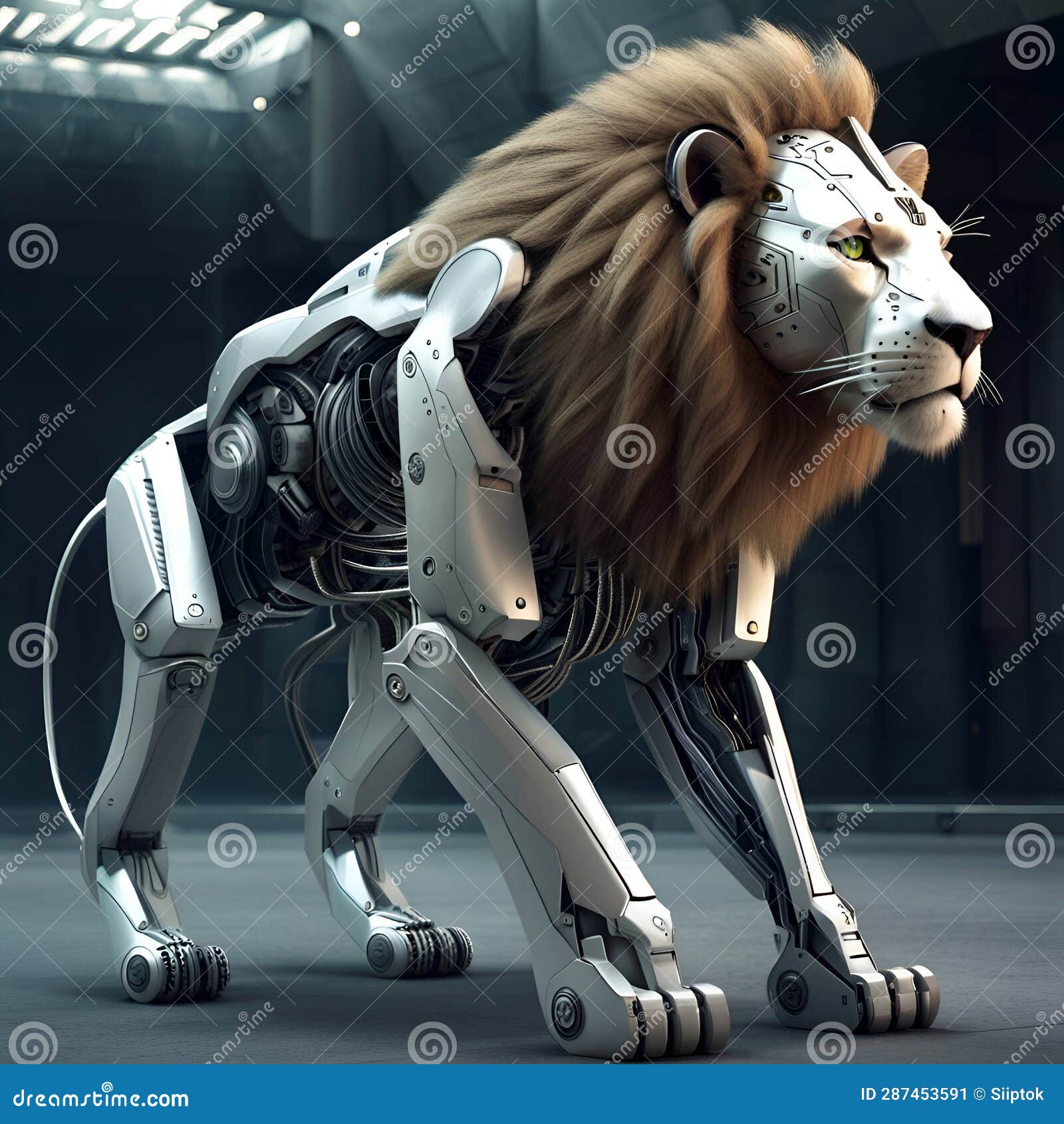 Lion Robot Cyborg Illustration Background Stock Illustration ...