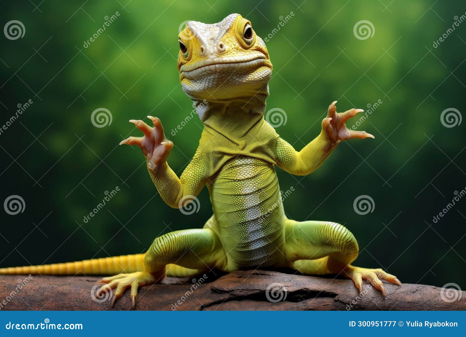 Unique Lizard Pose Fun. Generate Ai Stock Image - Image of green ...