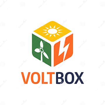 Unique Logo Combination of Box and Power Source Stock Illustration ...