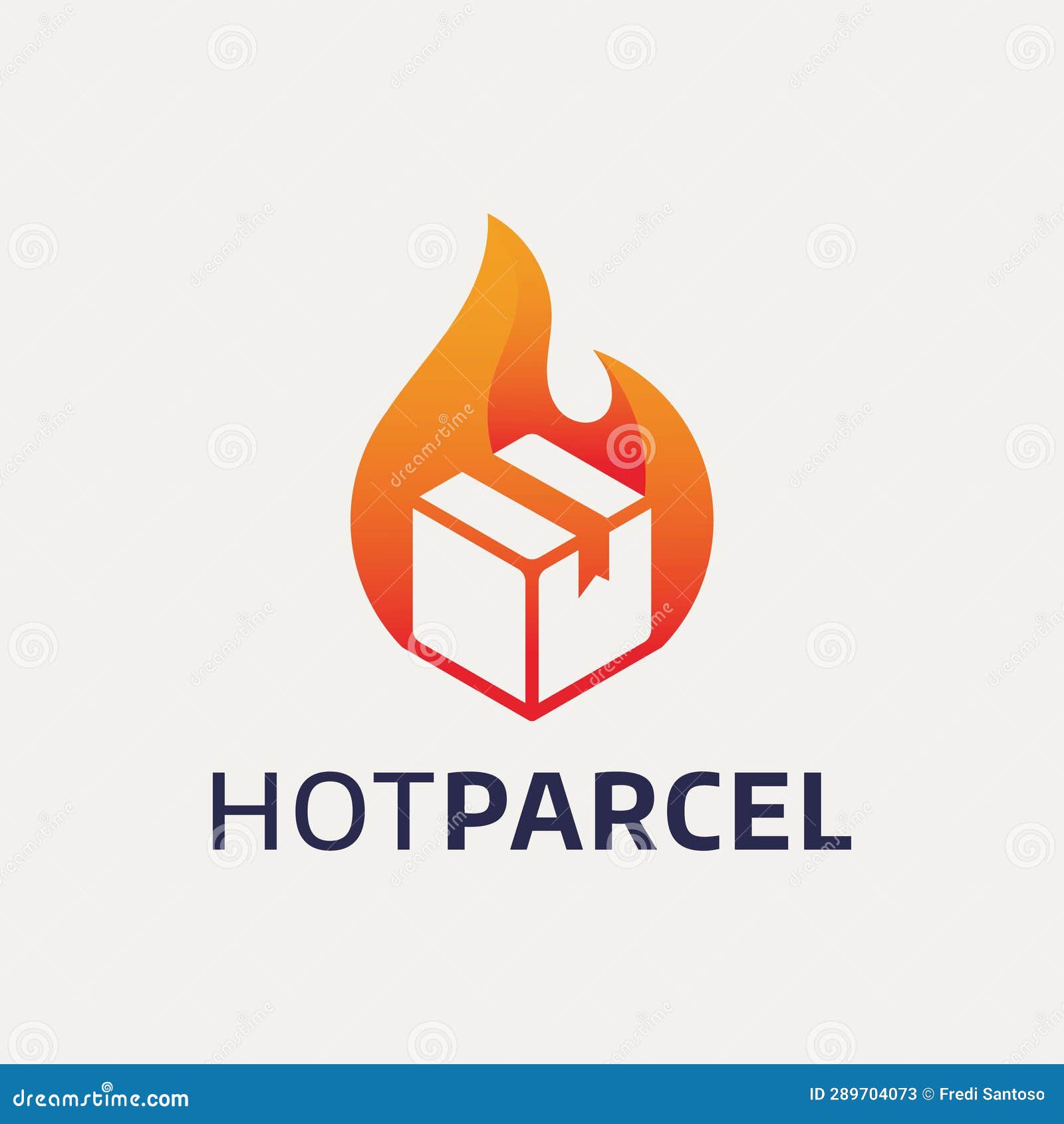 Unique Logo Combination of Flame and Parcel Box Stock Vector ...